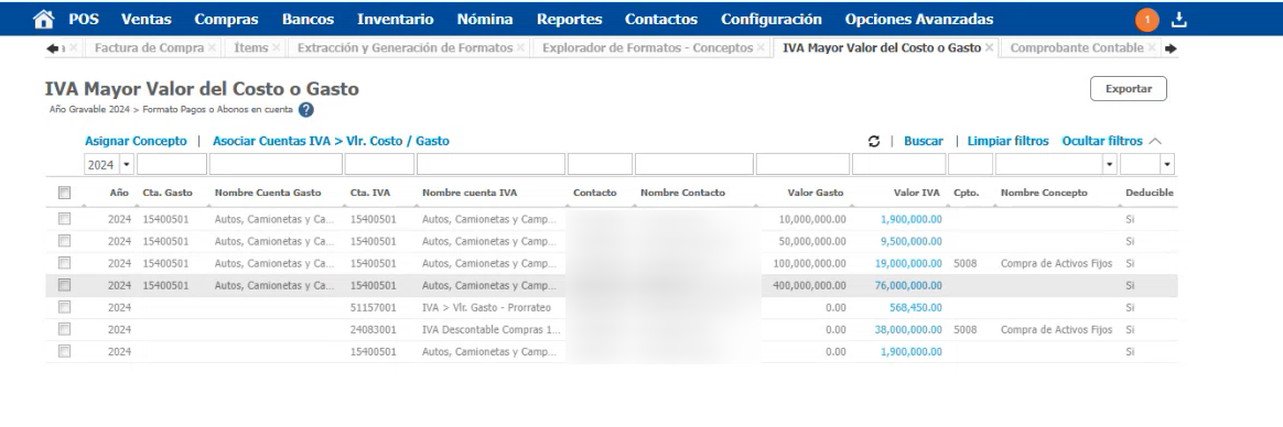 Cómo verificar la información de IVA mayor valor del costo o gasto para ...